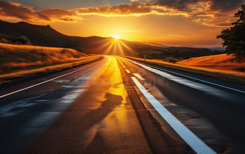 Embracing the Morning Drive Scenic Highway Bathed in Early Morning ...