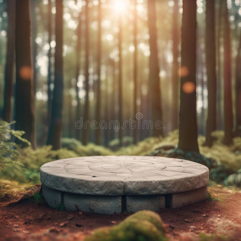 Embracing Nature, Immersive Product Display, a Round Stone Podium in a ...