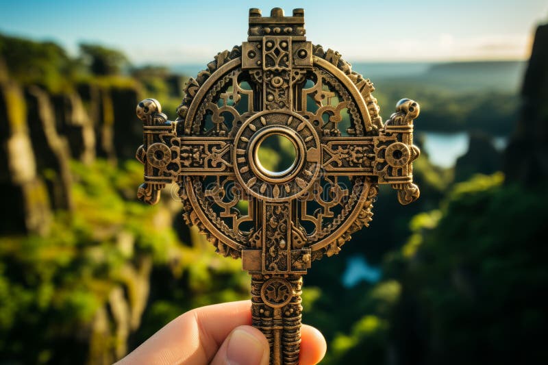 Embracing New Beginnings Hand with Keys, Door Slightly Open, Path ...