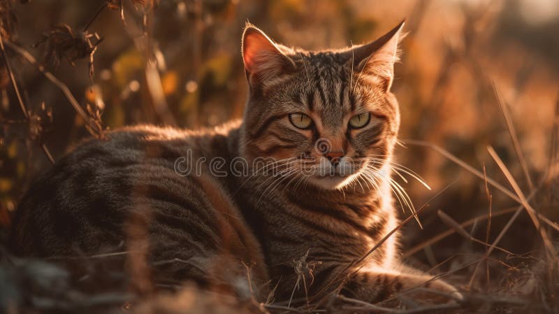 Embracing the Serenity of Golden Hour: a Captivating Cat Captivates ...