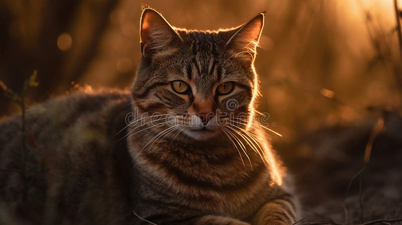 Embracing the Serenity of Golden Hour: a Captivating Cat Captivates ...