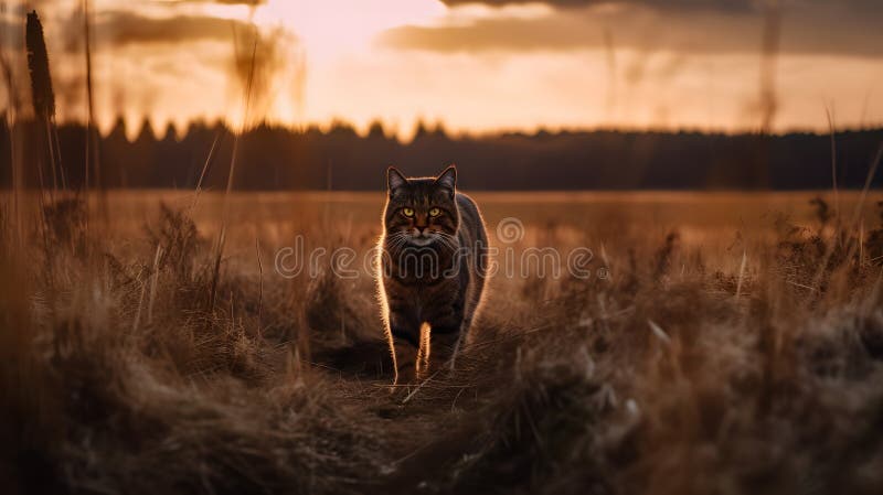 Embracing the Tranquility of Golden Hour: a Captivating Cat Captivates ...