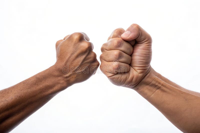 Embracing Unity Close-up View of Two Fists in Solidarity Studio Setting ...