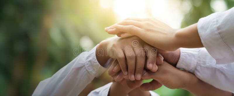 The Embracing Unity of Hands Symbolizes Teamwork and Cooperation in ...