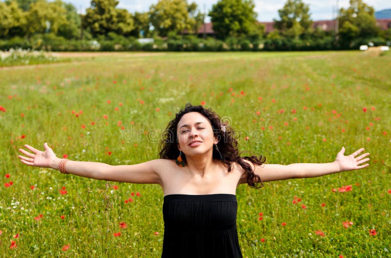 Embracing the world stock image. Image of dress, field - 20319503