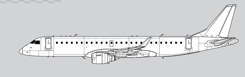 Embraer E-190. Vector Drawing of Regional Airliner Stock Vector ...