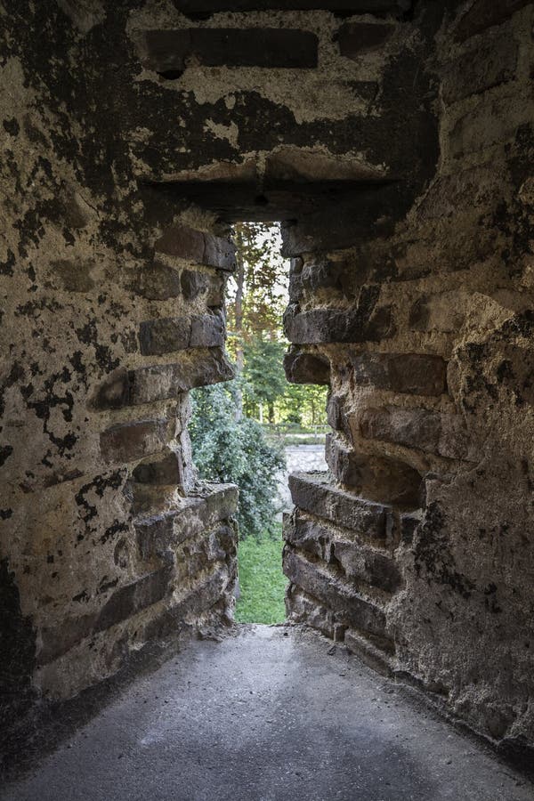 Embrasure through the Big Medieval City Wall Made of Stone Stock Photo ...