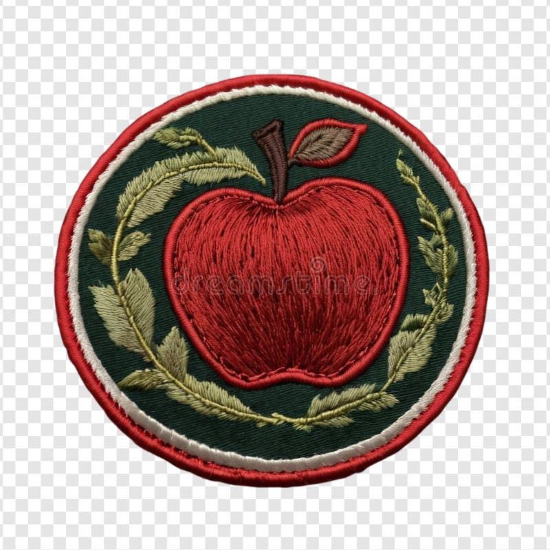 Embroidered Apple Patch on Transparent Background Stock Photo ...