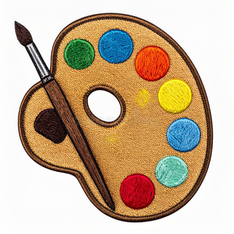 Embroidered Artist Palette with Paintbrush Stock Illustration ...