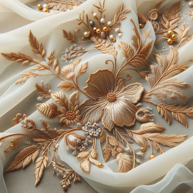 Embroidered Chiffon Chiffon with Embroidery Adding Texture and Stock ...