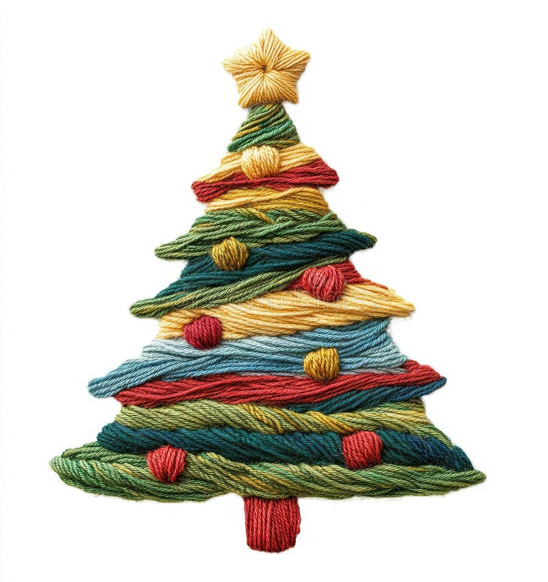 Embroidered Christmas Tree Art Using a Stock Punch Needle. Stock Image ...