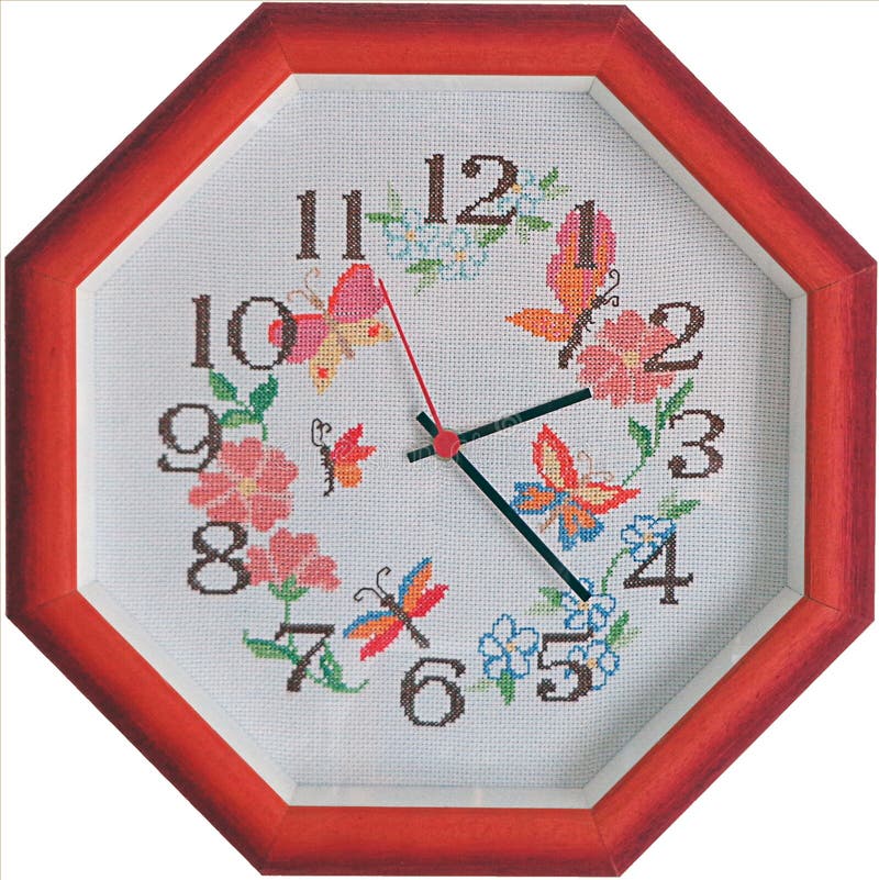 Embroidered clock stock image. Image of coloring, bright - 68261125