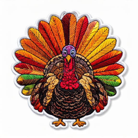 Embroidered Colorful Turkey Patch on White Background Stock Illustration - Illustration of ...