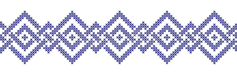 Embroidered Cross-stitch Geometric Rhombuses Weaving Seamless Border ...