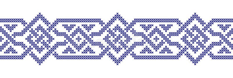 Embroidered Cross-stitch Geometric Weaving Seamless Border Pattern ...