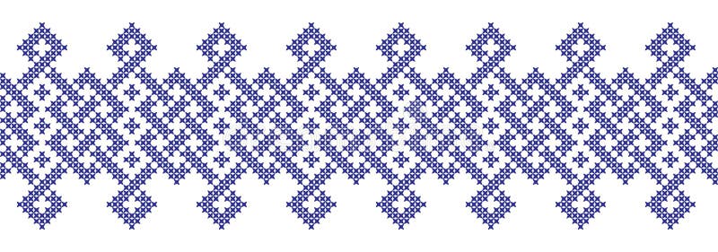 Embroidered Cross-stitch Geometric Weaving Seamless Border Pattern ...
