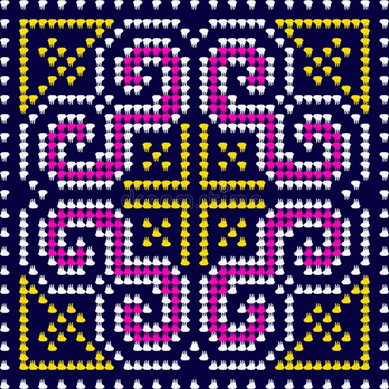 Embroidered Elephants in a Row Stock Vector - Illustration of marching ...