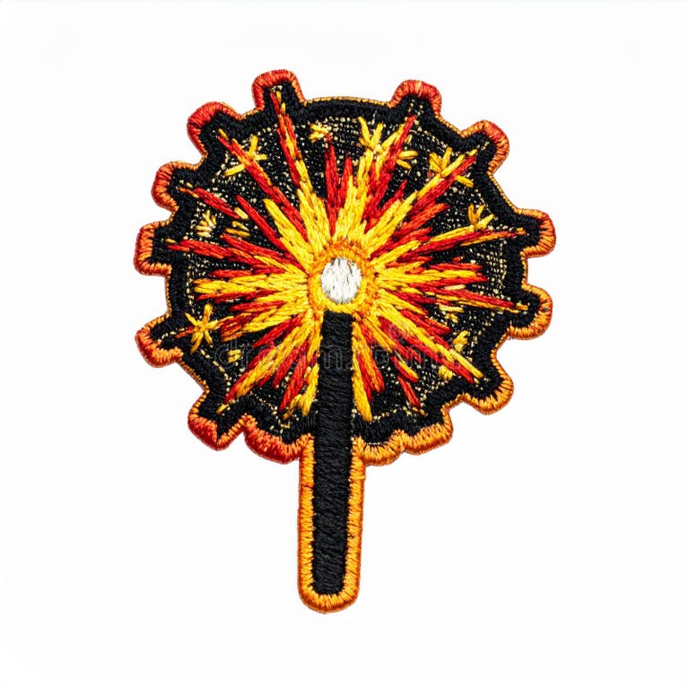 Embroidered Fireworks Patch Design Stock Illustration - Illustration of ...