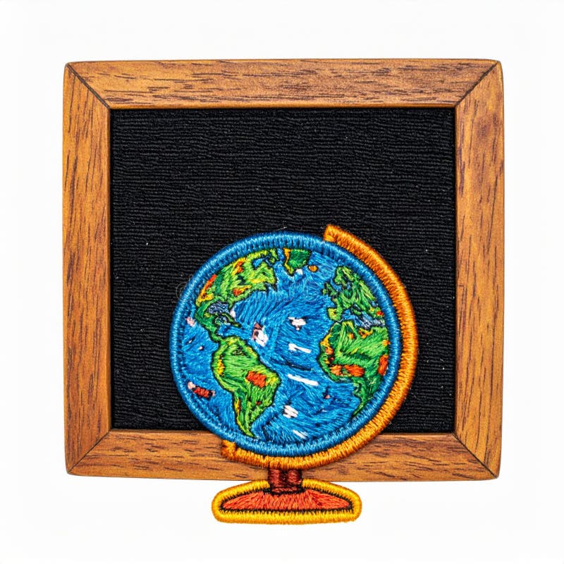 Embroidered Globe Patch on a Blackboard Stock Illustration ...