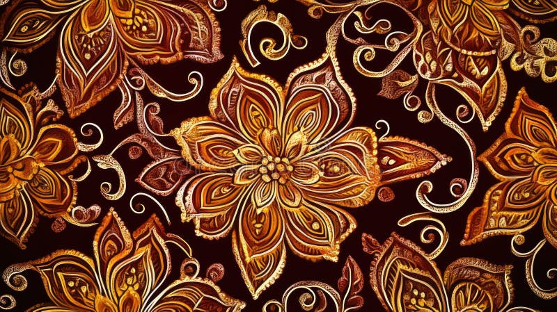 Embroidered Golden Pattern on Fabric Stock Image - Image of clothing ...