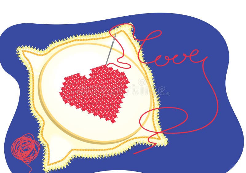 Embroidered heart stock vector. Illustration of decoration - 7544917
