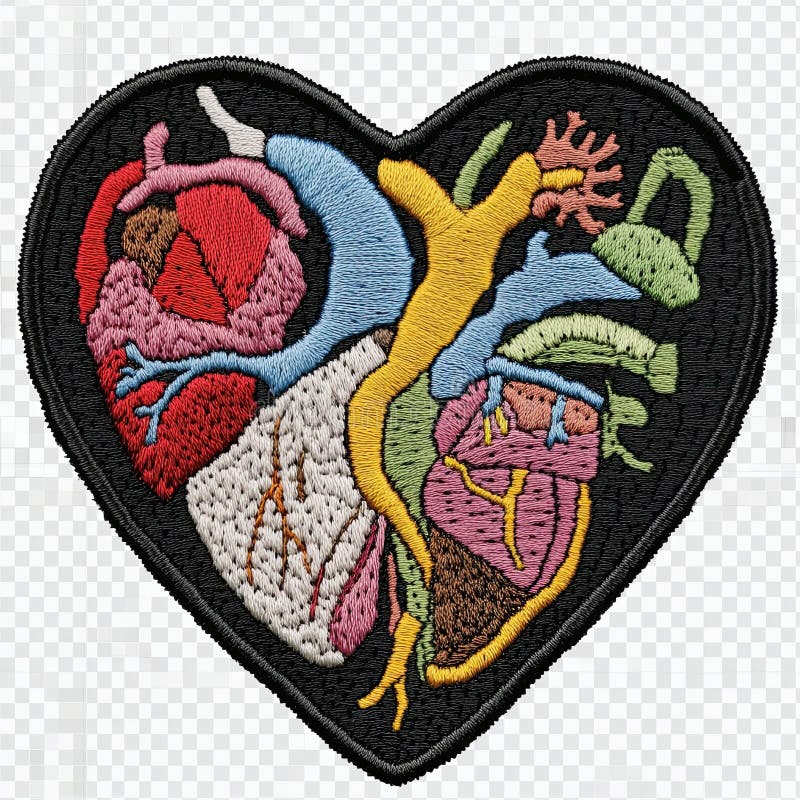 Embroidered Heart Anatomy Patch Stock Illustration - Illustration of ...