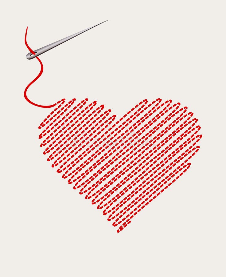 Heart and needle stock vector. Illustration of icon, patch - 44004714