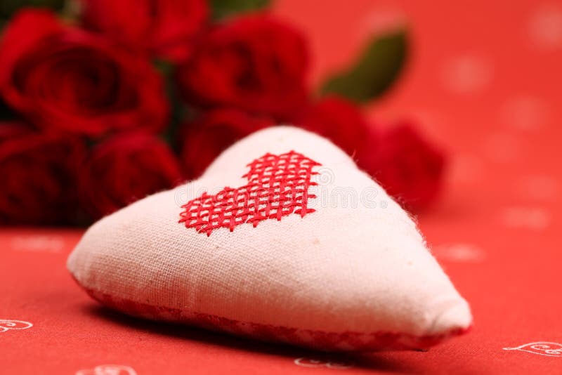 Embroidered Heart and Roses Stock Image - Image of crossstitch, white ...