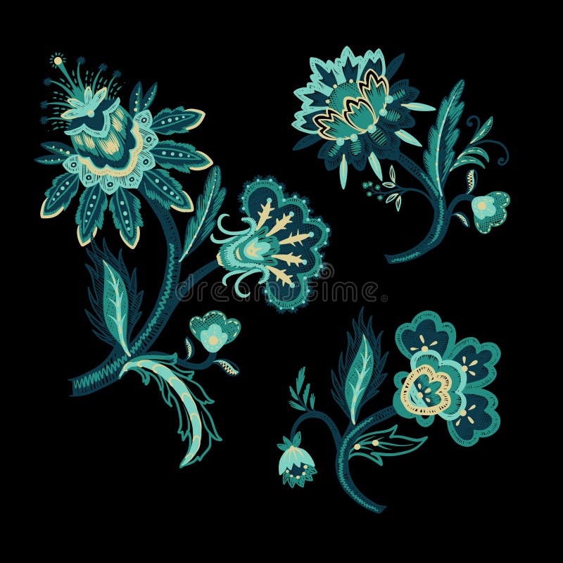 Embroidered Indian Elements Isolated. Vector. Stock Illustration ...