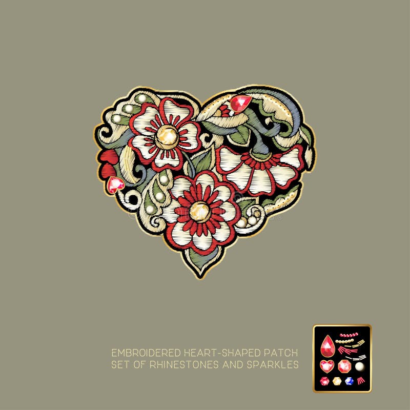 Embroidered Heart-shaped Patch Stock Vector - Illustration of ...
