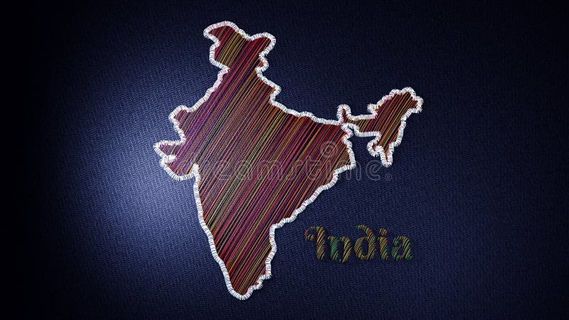 Embroidered Map of India with Colorful Threads on Fabric Stock ...