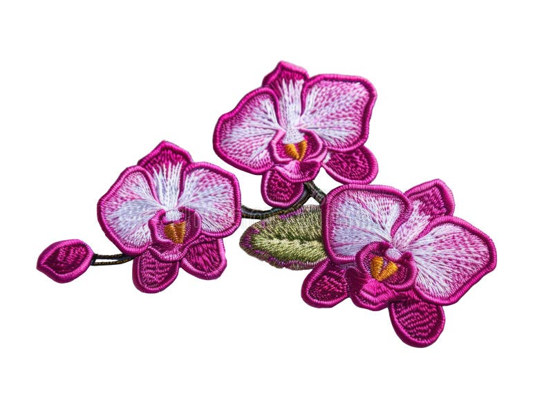 Embroidered Patch Badge of Orchid Flower on a Transparent Background ...