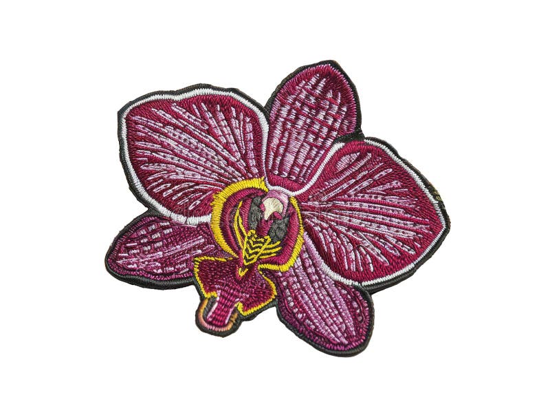 Embroidered Patch Badge of Orchid Flower on a Transparent Background ...