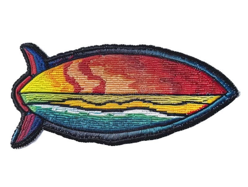 Embroidered Patch Badge of Surfboard on a Transparent Background Stock ...