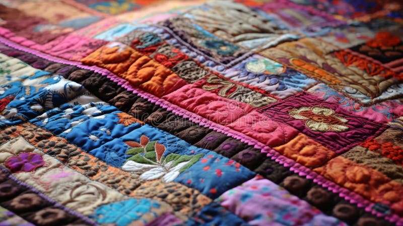 Embroidered Patchwork Seamless Pattern. Bohemian Print for Textiles ...