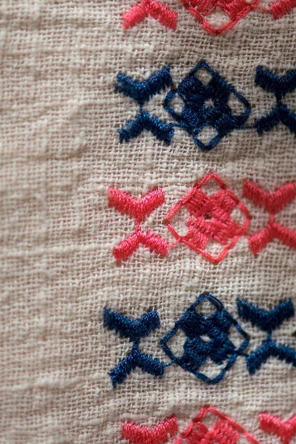 Embroidered Pattern on Cotton Fabric . Stock Image - Image of ...