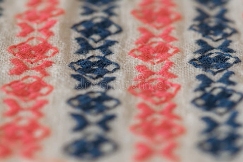 Embroidered Pattern on Cotton Fabric . Stock Image - Image of ...