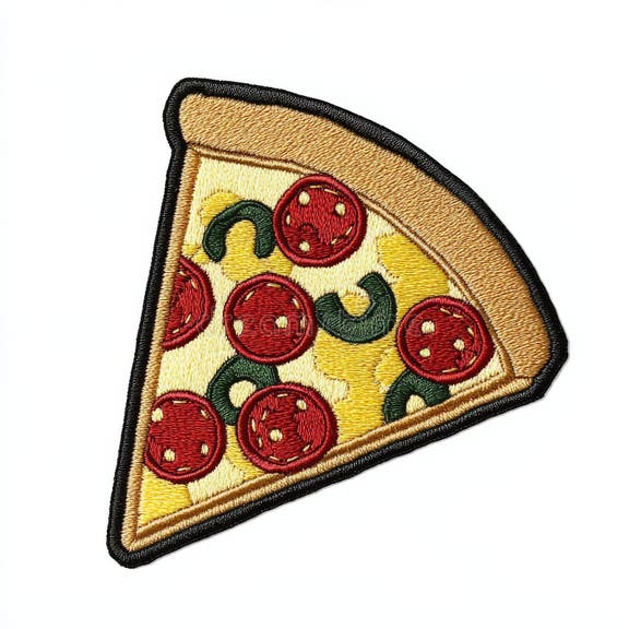 Embroidered Pizza Slice Patch, Isolated on White Background, Patch ...