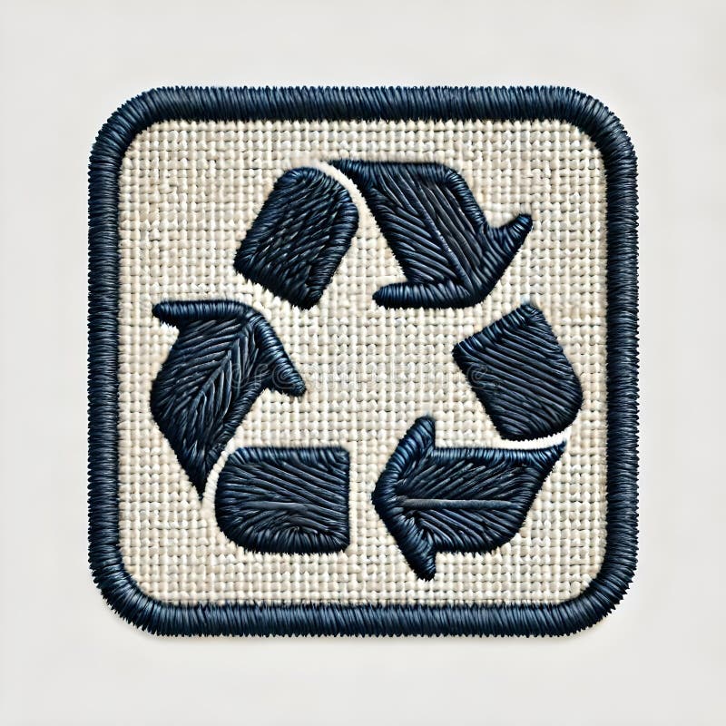 Embroidered Recycling Symbol Patch on Fabric- AI Generated Stock Image ...