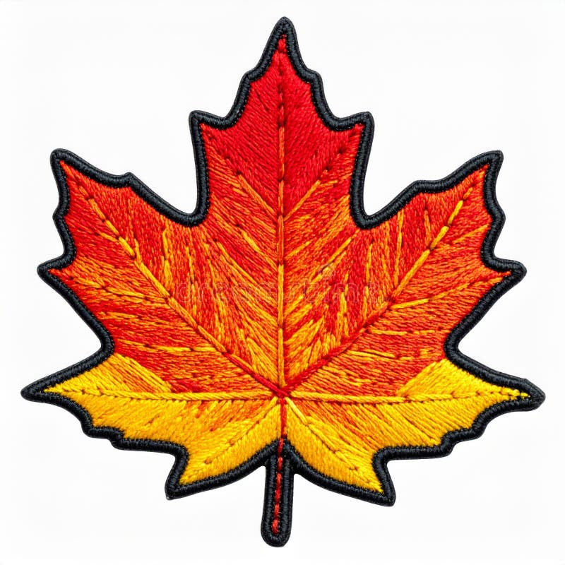 Embroidered Red Orange Yellow Maple Leaf Patch Stock Illustration ...