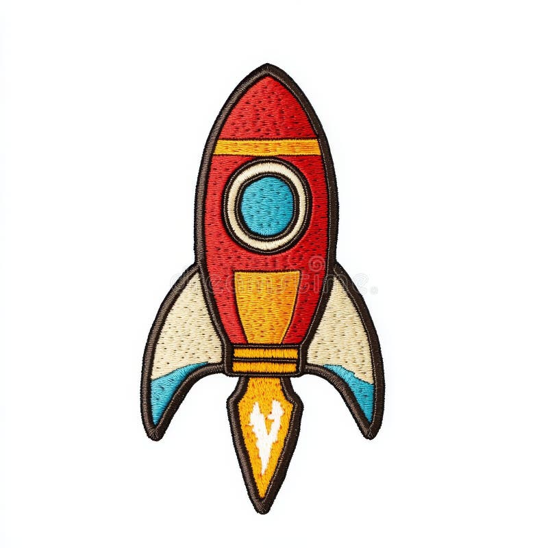Embroidered Rocket Patch Design, Isolated on White Background, Space ...