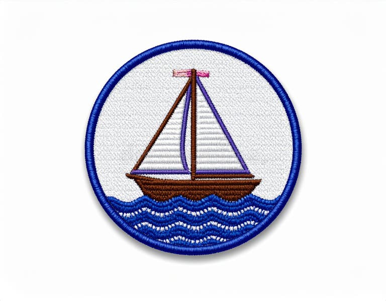 Embroidered Sailboat Patch on White Background Stock Illustration ...