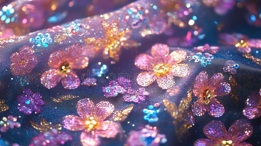 Embroidered Sequin Fabric Texture: Luxurious, Shiny Material with ...