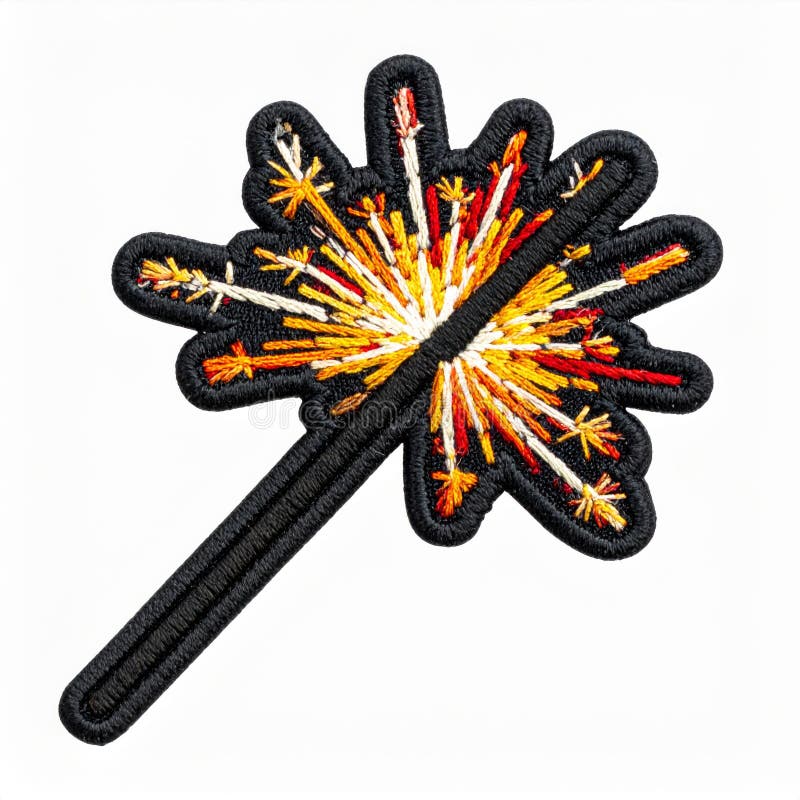 Embroidered Sparklers Patch: Red, Orange and Yellow Burst Stock ...