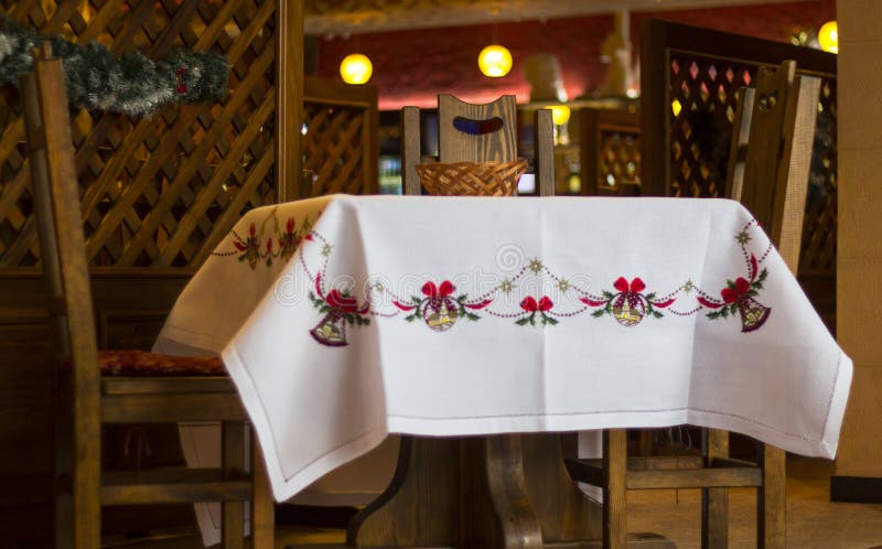 Embroidered tablecloth stock image. Image of comfortable - 64074397