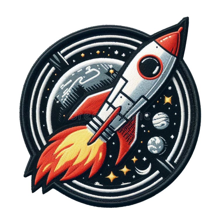 Embroidered Take Off Rocket Patch Badge Stock Illustration - Illustration of embroidered, rocket ...