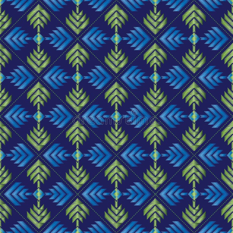 Seamless Embroidered Repeat Pattern Stock Illustration - Illustration ...