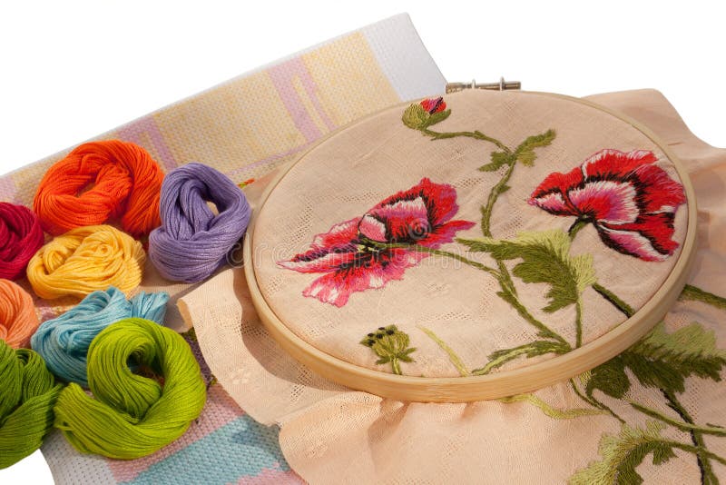 Butterflies Embroidered Cross-stitch Stock Image - Image of fancywork ...