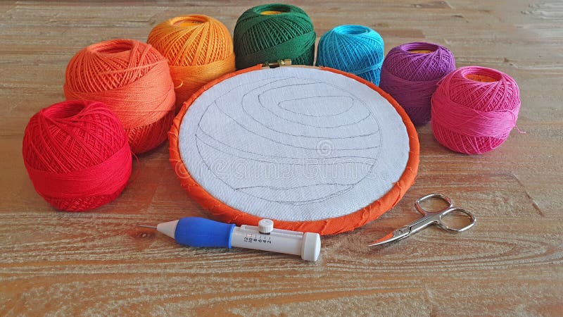 Embroidering with Magic Needles Stock Photo - Image of craft ...