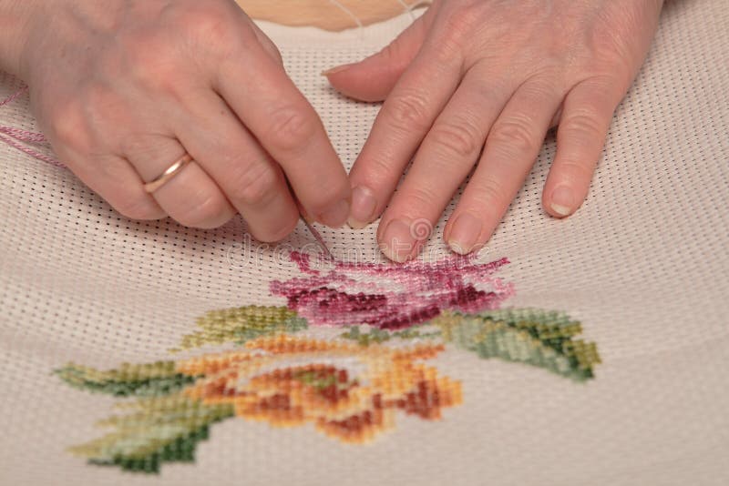 Embroidery stock photo. Image of floral, blossom, fabric - 4398498